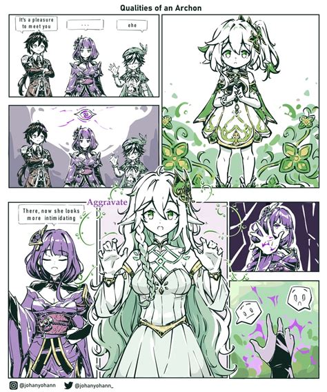 Raiden Shogun Zhongli Venti Nahida And Rukkhadevata Genshin Impact Drawn By Johanyohann