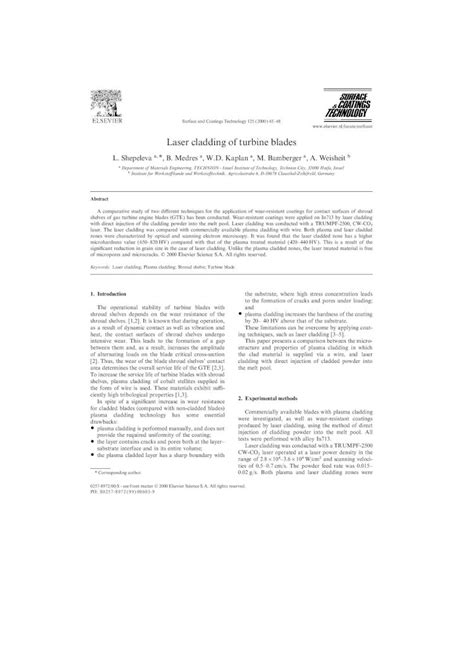 Pdf Laser Cladding Of Turbine Blades Dokumentips