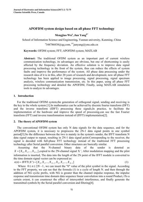 pdf apofdm system design based on all phase fft technology