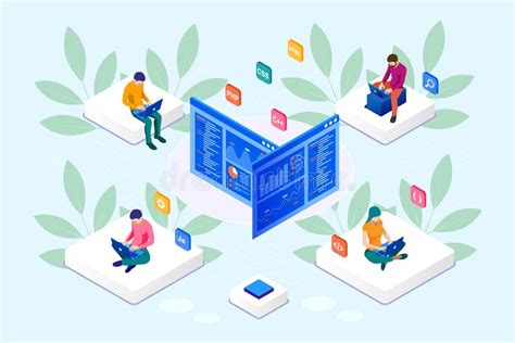 Isometric Programmer Coding New Project Web Development And Programming Skills For Website Web