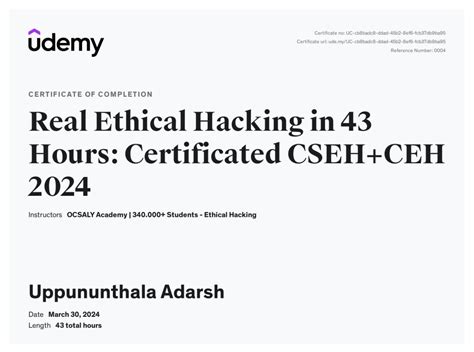 U Adarsh On Linkedin Udemy Course Completion Certificate