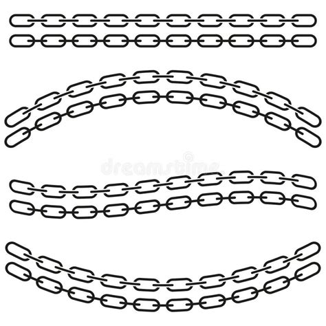 Chain Design Collection Interlocking Chain Links Simple Bold Pattern Vector Illustration