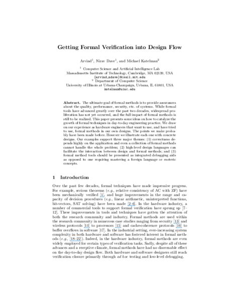 Pdf Getting Formal Verification Into Design Flow