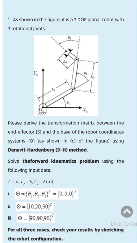 Solved 1 As Shown In The Figure It Is A 3 Dof Planar Robot