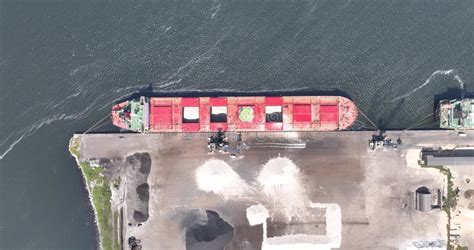 Bulk Carrier Loading For Inland And Ocean Shipping Coal And Ore Dry Bulk Terminal In The Port