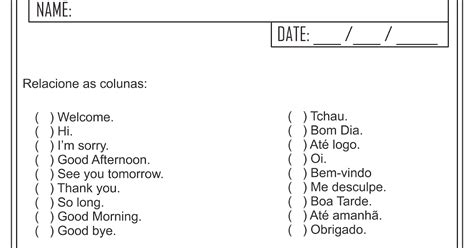 Saudações Em Ingles Atividades Retoedu