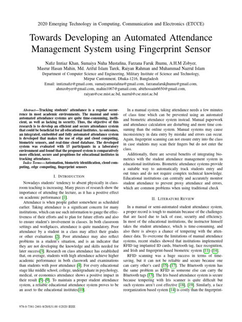 towards developing an automated attendance management system using