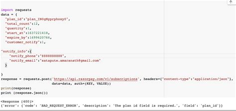 Unable To Create Subcriptions Issue Razorpay Razorpay Python