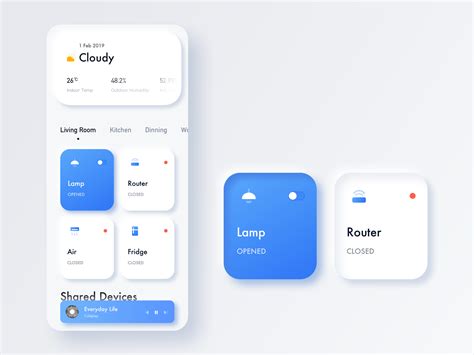 Smart Home Neomorphism Mobile App Design Inspiration App Interface