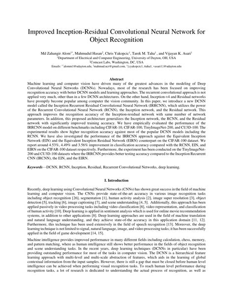 Pdf Improved Inception Residual Convolutional Neural Network For