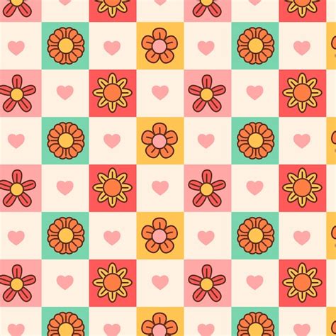 Free Vector Hand Drawn Groovy Love Pattern