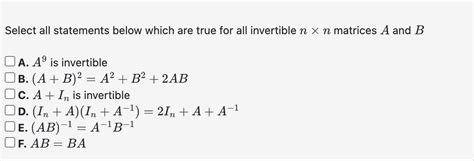 Solved Select All Statements Below Which Are True For All