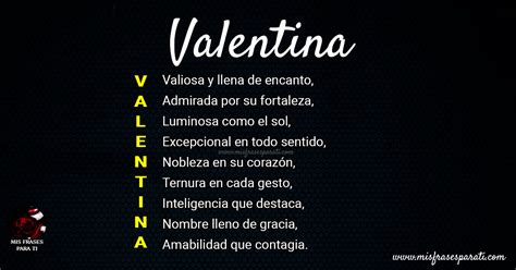 Acr Stico Para El Nombre Valentina
