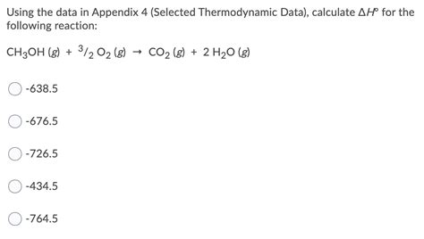 solved using the data in appendix 4 selected thermodynamic
