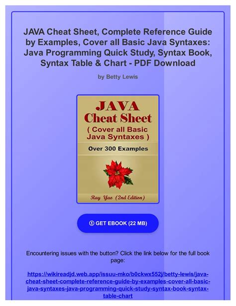 Pdf Download Java Cheat Sheet Complete Reference Guide By Examples Cover All Basic Java