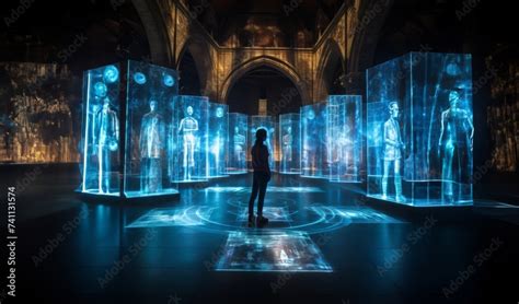 In A Futuristic Museum Holograms Vividly Depict The History Of The