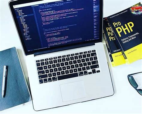 workplace coding notebook macbook css php java website coding backend developer
