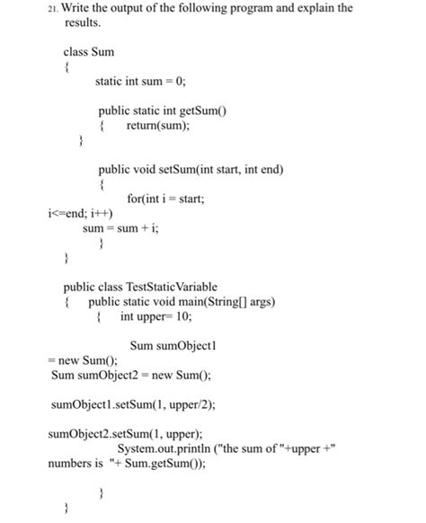 Solved Write The Output Of The Following Program And Explain