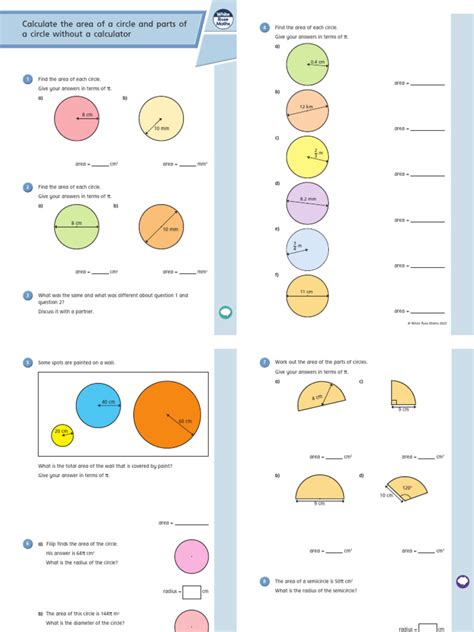 Lesson 2 Calculate The Area Of A Circle And Parts Of A Circle Without A Calculator Pdf