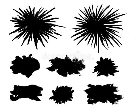 Brush Strokes Vector Exploding Blobs Burst Blots And Round Painted
