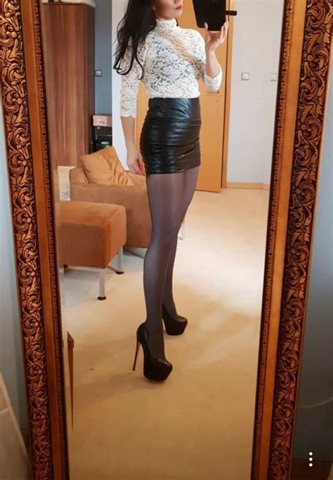Pantyhose Feet Beauty Leg Sexy Stockings Hosiery Leather Skirt High Heels Legs Womens