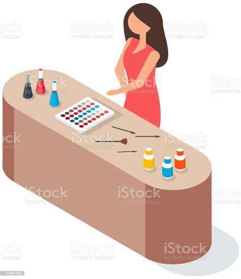 메이크업 만들기 도구 세트가 있는 테이블입니다 모드 또는 여배우의 얼굴을위한 장식 화장품 눈 신체 부분에 대한 스톡 벡터 아트 및 기타 이미지 눈 신체 부분 단일 객체