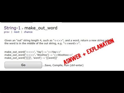 CodingBat Make Out Word Answer Explanation YouTube