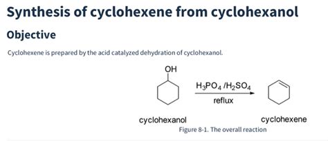Solved Synthesis Of Cyclohexene From Cyclohexanol Objective