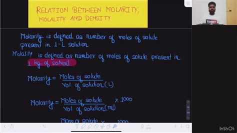 RELATION BETWEEN MOLARITY MOLALITY AND DENSITY OF SOLUTION YouTube