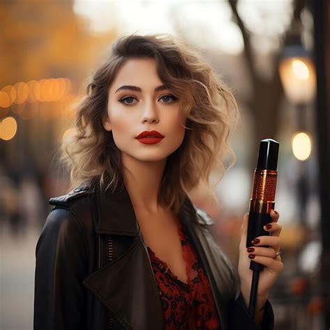Premium Ai Image Photo Of Brunette French Woman Holding A Lipstick