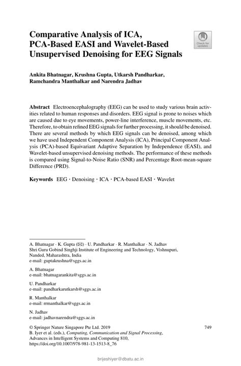 Pdf Comparative Analysis Of Ica Pca Based Easi And Wavelet Based