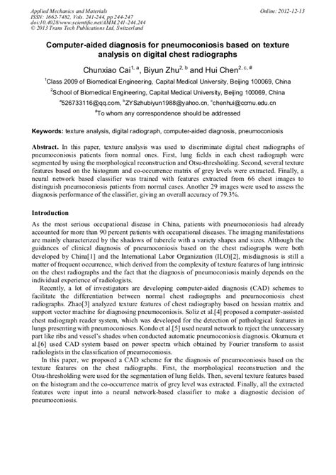 Computer Aided Diagnosis For Pneumoconiosis Based On Texture Analysis On Digital Chest