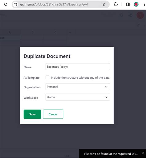 Self Hosted Grist Unable To Duplicate Document With 404 Status And