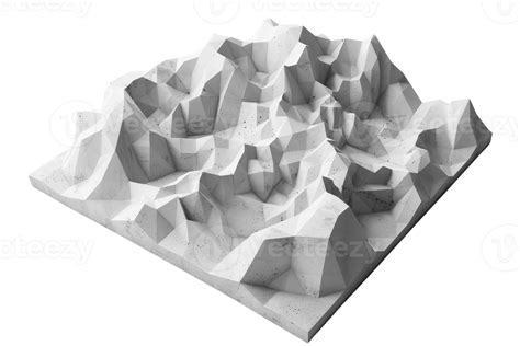Abstract Geometric 3d Terrain Model With White Grid Surface Representing Topology Or Landscape