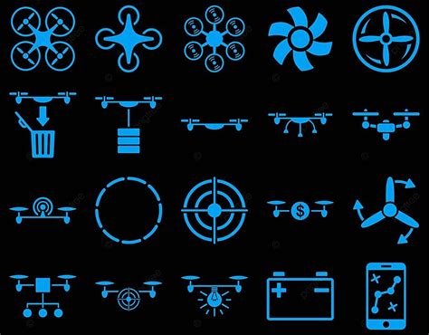 Air Drone And Quadcopter Tool Icons Icon Set Blue Icons Compass Vector Icon Set Blue Icons
