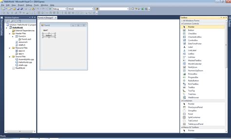 C Exercise Create HelloWorld Windows Form Application Using Visual C Express