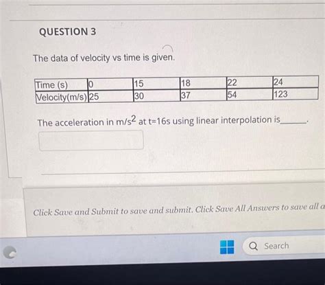 Solved The Data Of Velocity Vs Time Is Given The Chegg Com