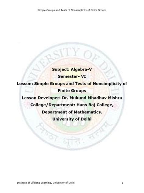 algebra simple groups and tests of nonsimplicity of