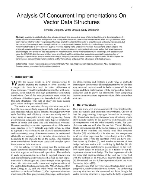 Pdf Analysis Of Concurrent Implementations On Vector Data Structures
