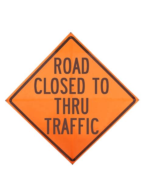 Road Closed To Thru Traffic Roll Up Sign Sewn Pockets Mesh 36 Inch By