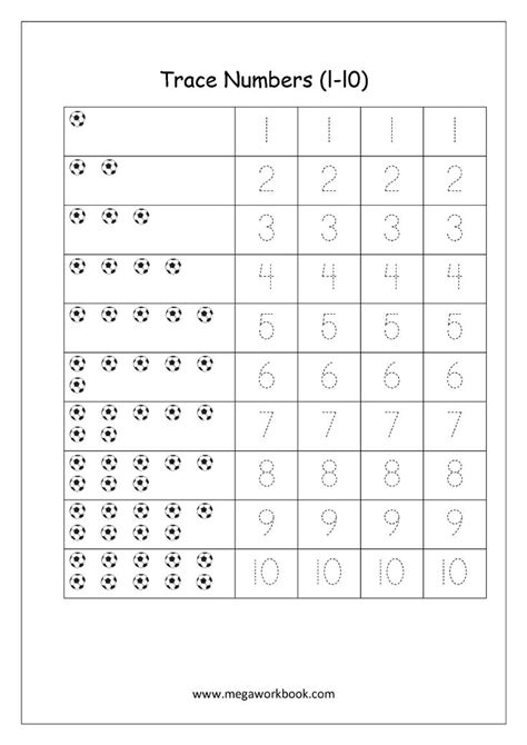 Trace Numbers Worksheet