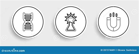 Set Line Magnet With Money Key Advertising Board Graph Chart Target And Icon Vector Stock