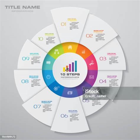 10 단계는 데이터 프리 젠 테이 션을 위한 차트 인포 그래픽 요소를 순환 0명에 대한 스톡 벡터 아트 및 기타 이미지 0명