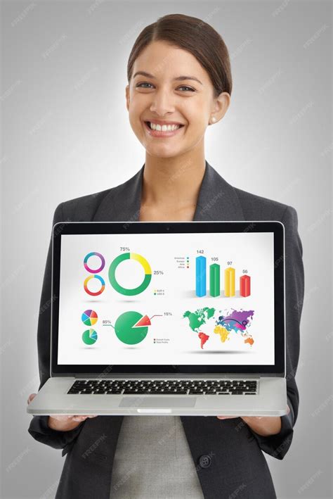 Premium Photo Data Screen And Business Woman With Laptop Analytics