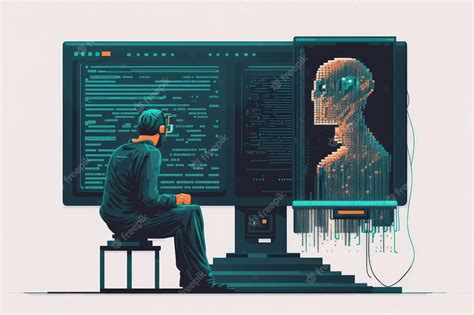 Persona Aprendiendo A Programar Un Sistema De Aprendizaje Automático Con El Ejemplo Foto Premium