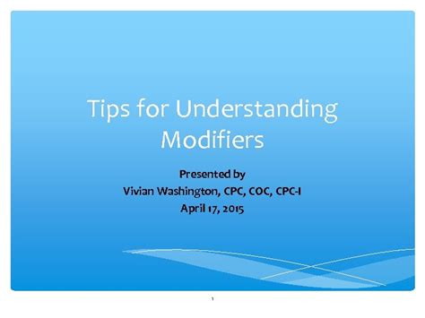 Tips For Understanding Modifiers Presented By Vivian Washington