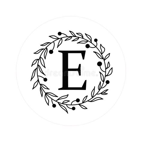 Letter E Initials With Round Floral Frames Vector Monogram Logo Cricut File Stock Vector