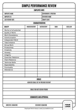 Free Employee Performance Review Templates