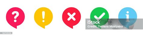 아이콘 체크 표시 크로스 물음표 느낌표 정보 아이콘 Faq 기호 진드기 질문 정보 및 답변 표시 도움말 기호를 참조하십시오 벡터 일러스트레이션 물음표에 대한 스톡 벡터 아트