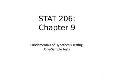 Hypothesis Testing Ppt 69167 Stat 206 Chapter 9 Hypothesis Tests